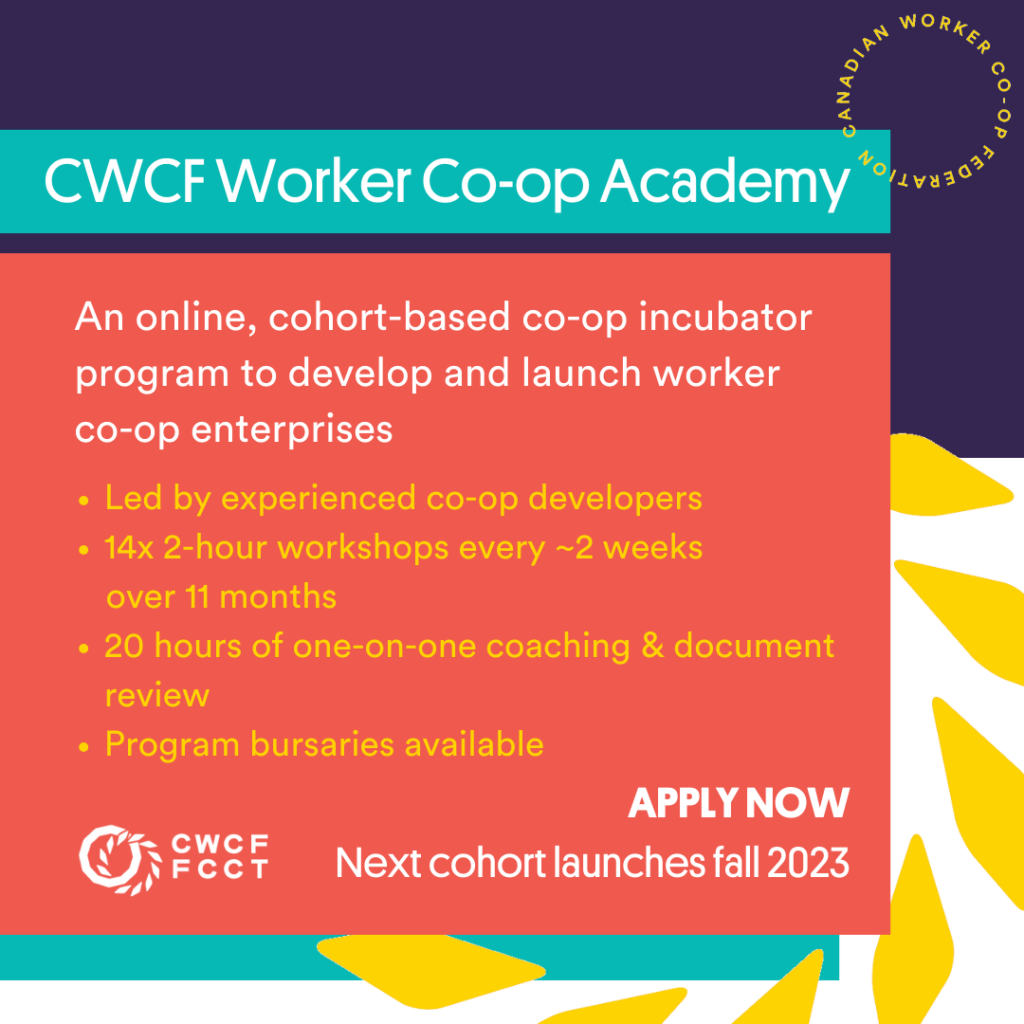 Apply now to CWCF’s Worker Co-op Academy - Canadian Worker Co-op Federation